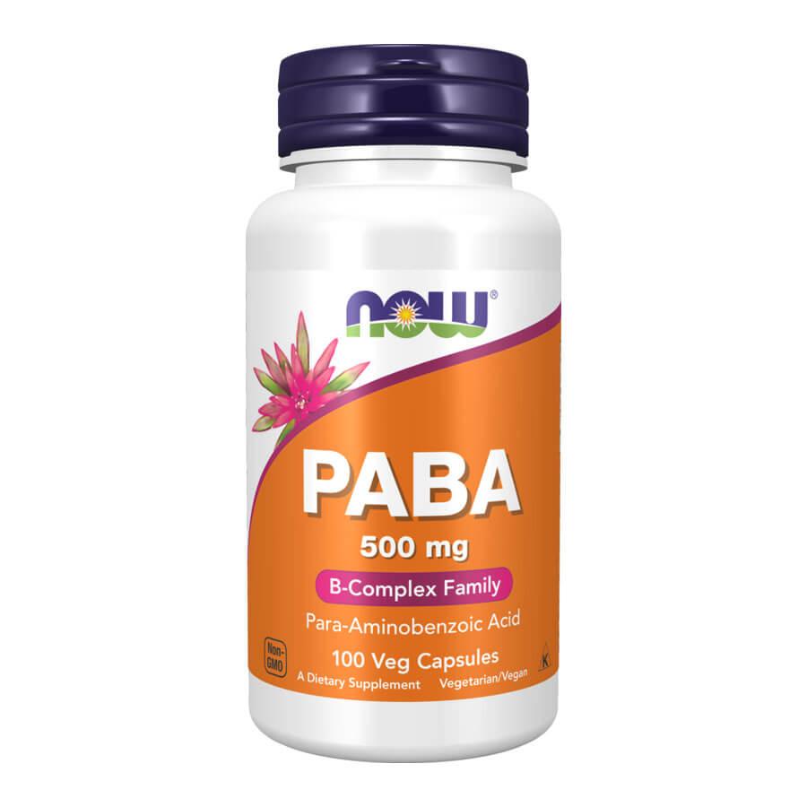 NOW Now PABA 500 mg - 100 Veg Capsules - Greenpatika étrendkiegészítő ...